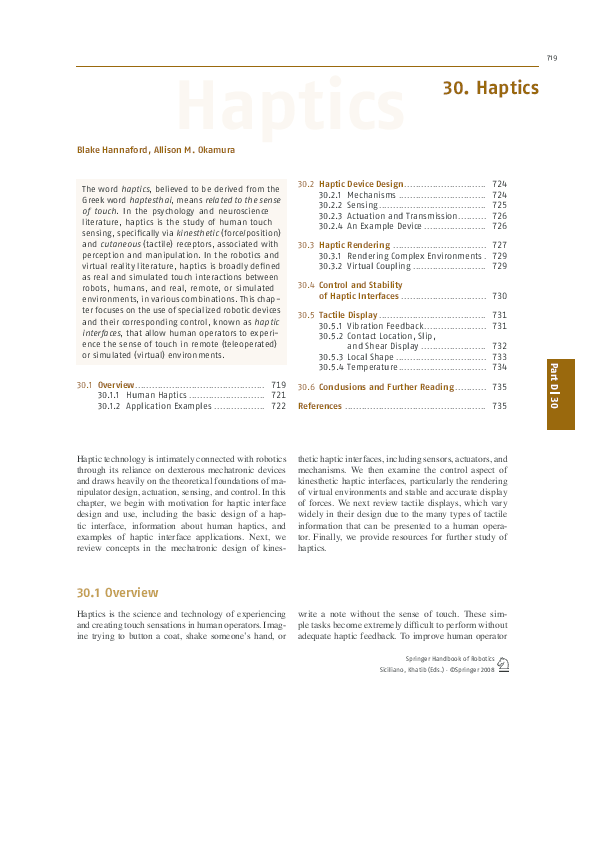 (PDF) Haptics 30. Haptics