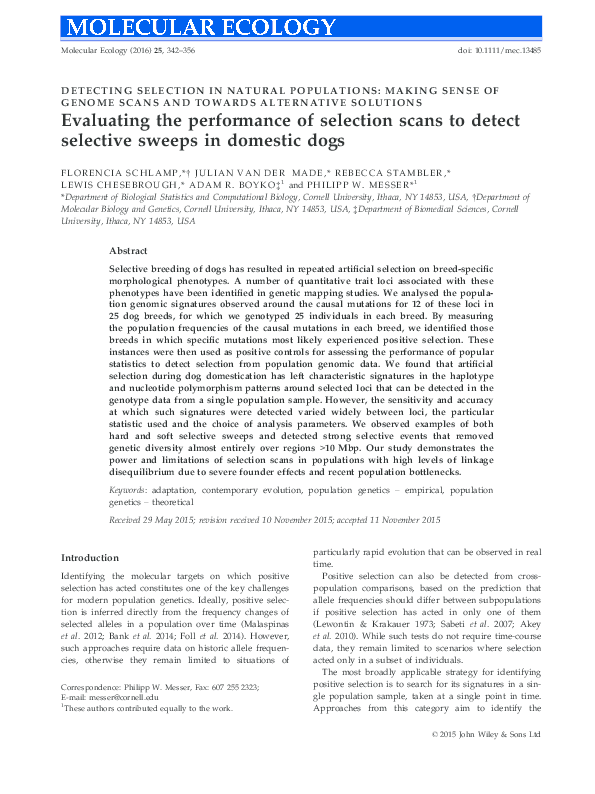 (PDF) Evaluating the performance of selection scans to detect selective ...