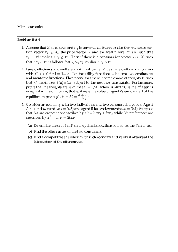 (PDF) Microeconomics Problem Set 6