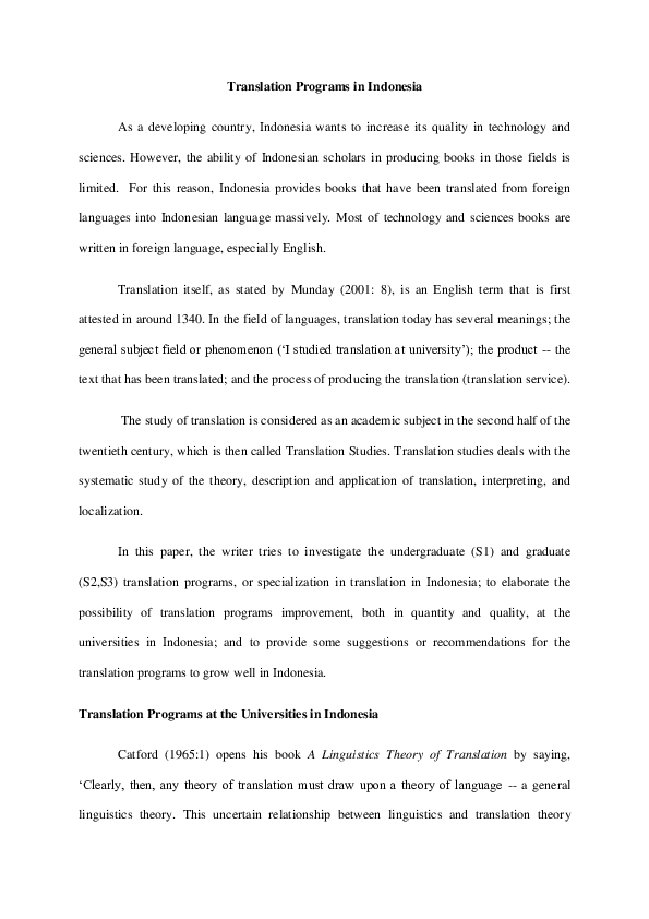 (DOC) Translation Programs in Indonesia