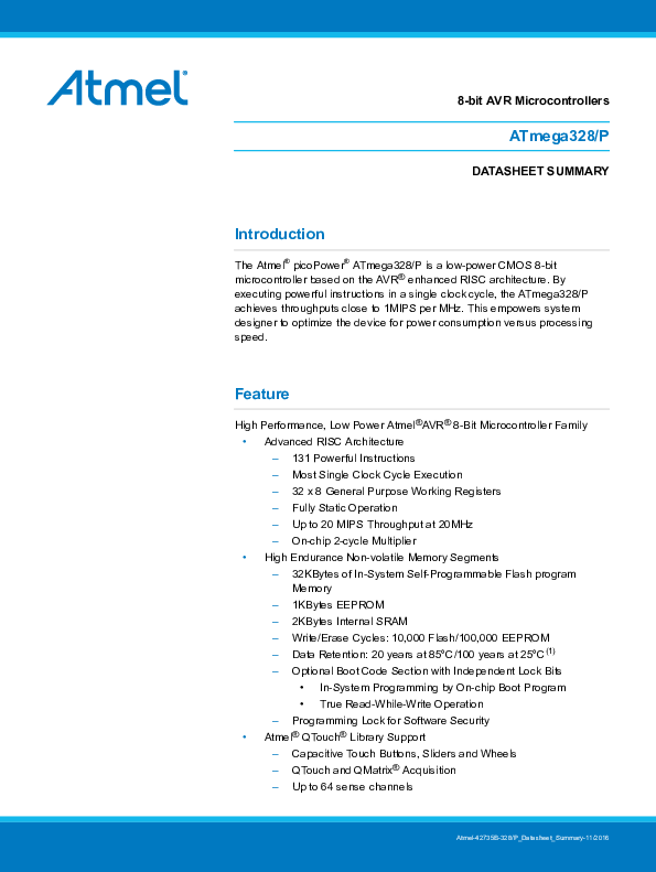 (PDF) 8-bit AVR Microcontrollers