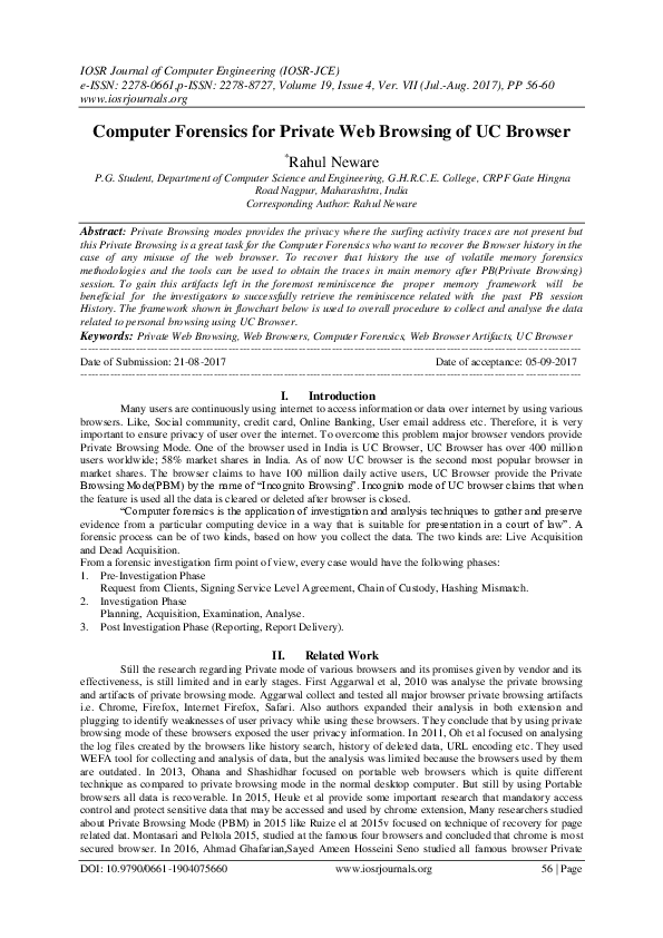 Pdf Computer Forensics For Private Web Browsing Of Uc Browser