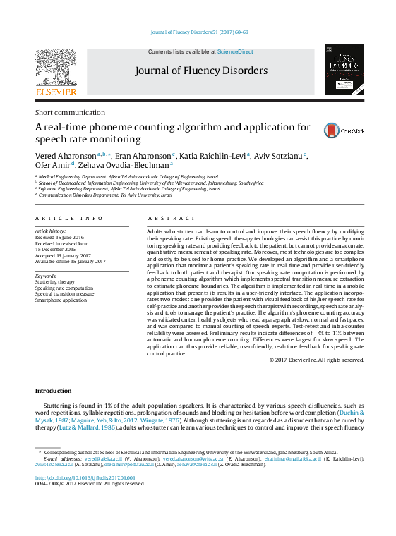 Pdf A Real Time Phoneme Counting Algorithm And Application For Speech