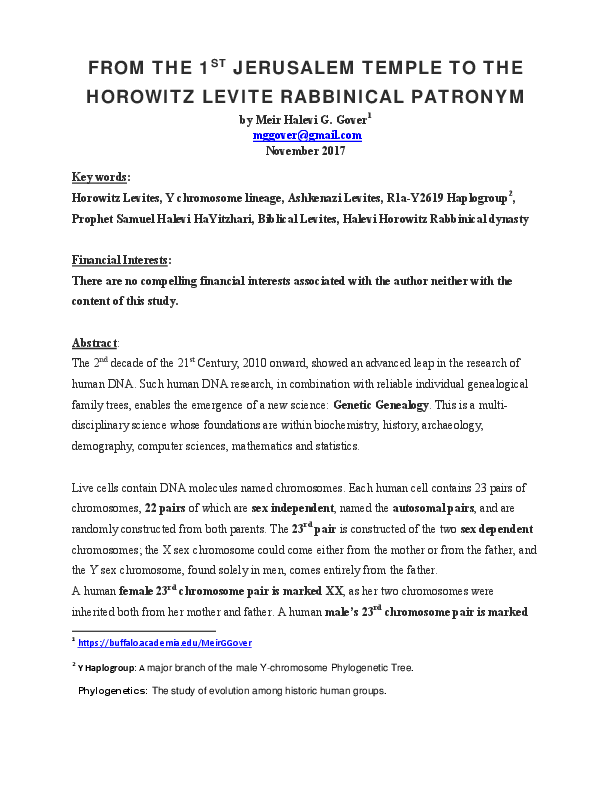 (PDF) From the JERUSALEM TEMPLE to the HALEVI HOROWITZ DYNASTY by MEIR ...