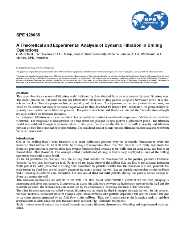 (PDF) SPE 128035 A Theoretical and Experimental Analysis of Dynamic ...