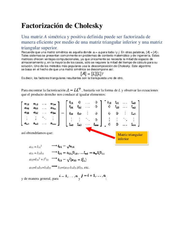 (PDF) Factorización de Cholesky