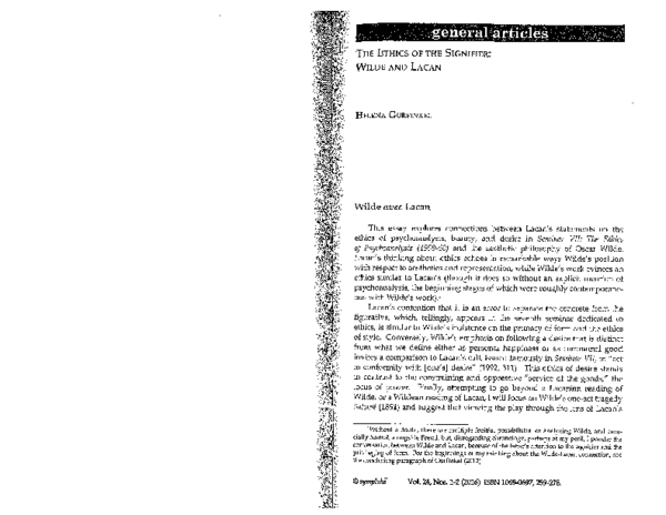 (PDF) The Ethics of the Signifier: Wilde and Lacan