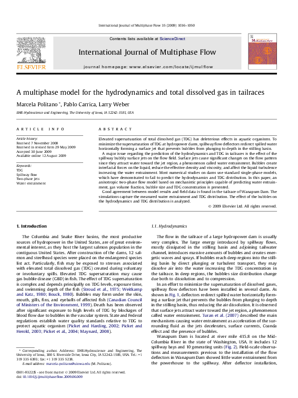 (PDF) A multiphase model for the hydrodynamics and total dissolved gas in tailraces