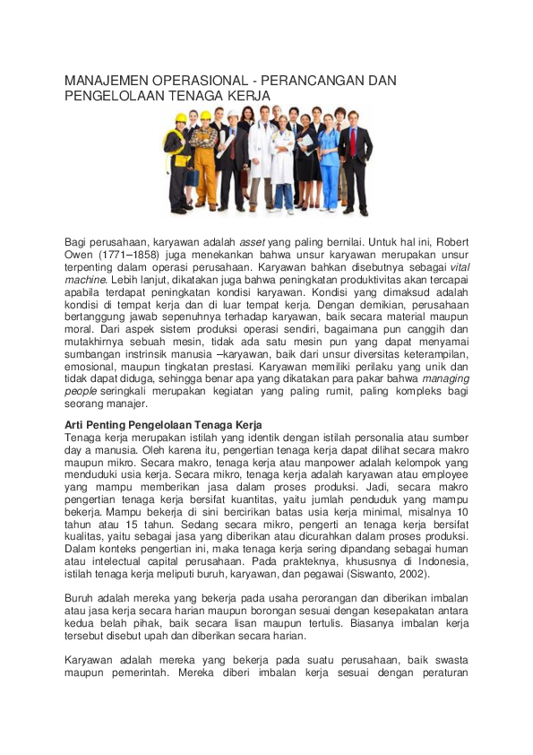 (DOC) MANAJEMEN OPERASIONAL -PERANCANGAN DAN PENGELOLAAN TENAGA KERJA