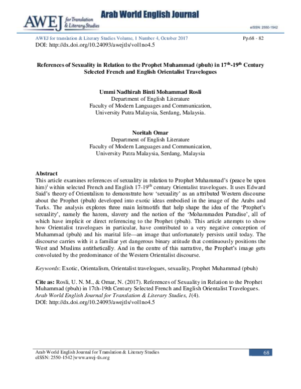 (PDF) References of Sexuality in Relation to the Prophet Muhammad (pbuh ...