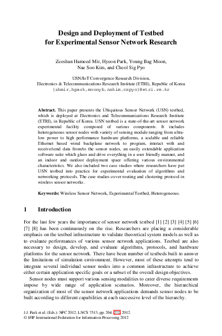 Pdf Design And Deployment Of Testbed For Experimental Sensor Network Research