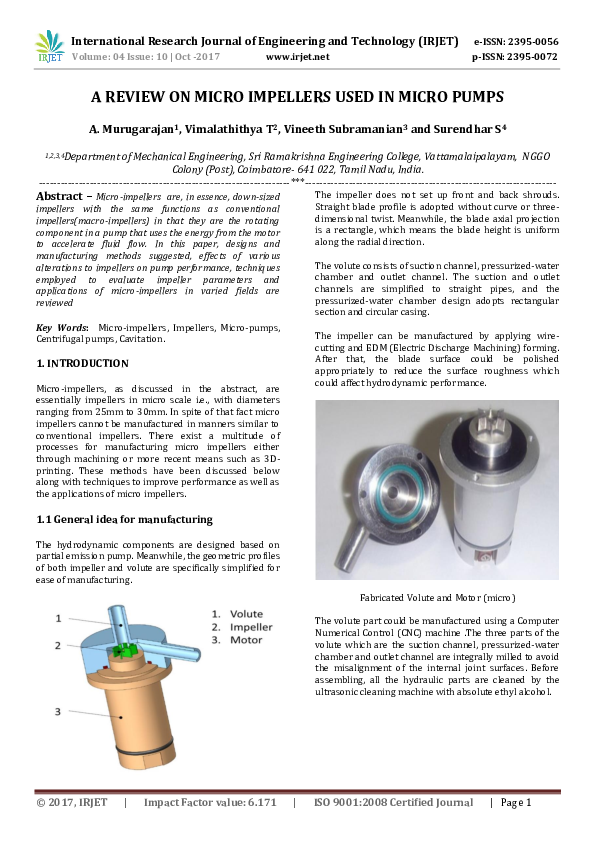 (PDF) Micro Impellers in Micro Pumps: A Review