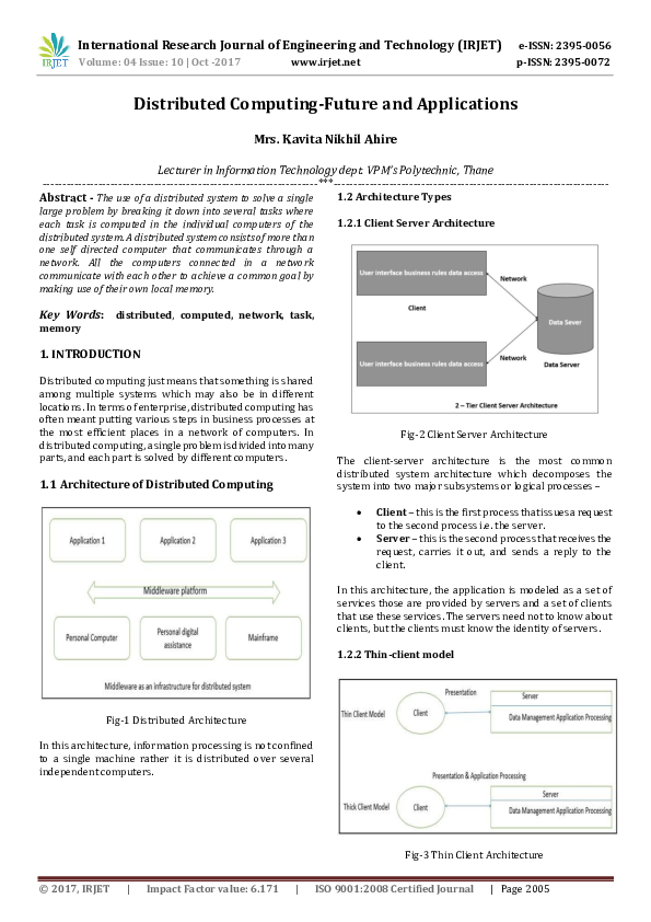 (PDF) Distributed Computing-Future and Applications