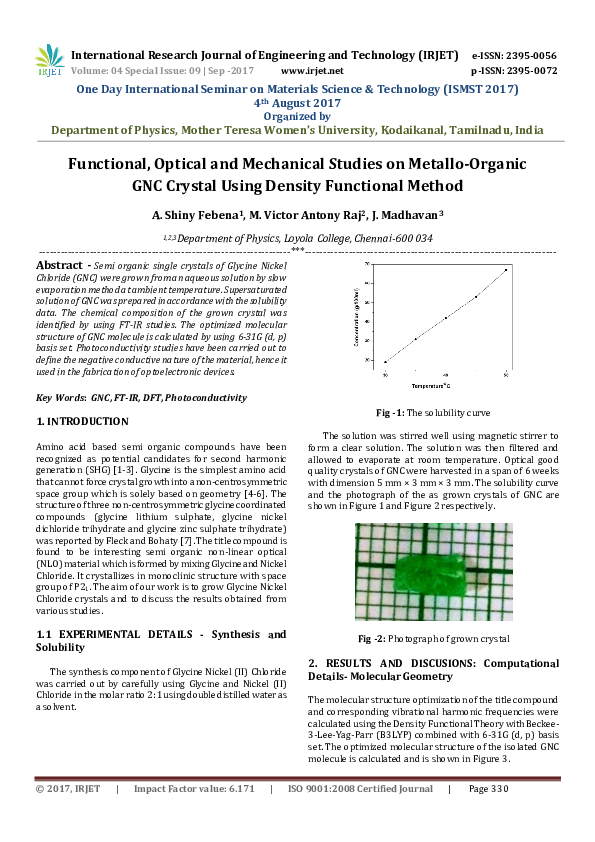 (PDF) Functional, Optical and Mechanical Studies on Metallo-Organic GNC ...