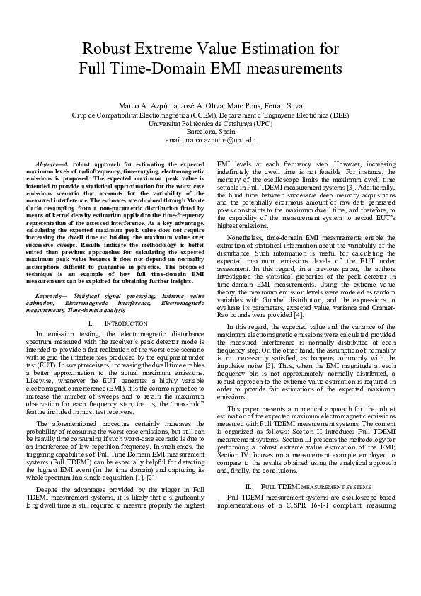 (PDF) Robust Extreme Value Estimation for Full Time-Domain EMI measurements