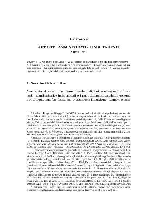 (PDF) CAPITOLO 4 AUTORITÀ AMMINISTRATIVE INDIPENDENTI SILVIA IZZO