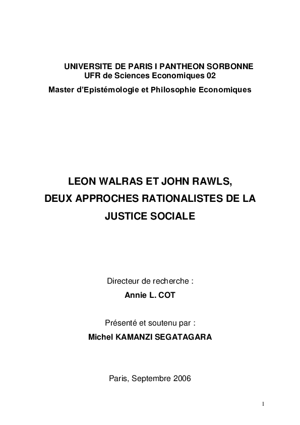 Développement sur la citation de Léon Walras Bac +3 Histoire