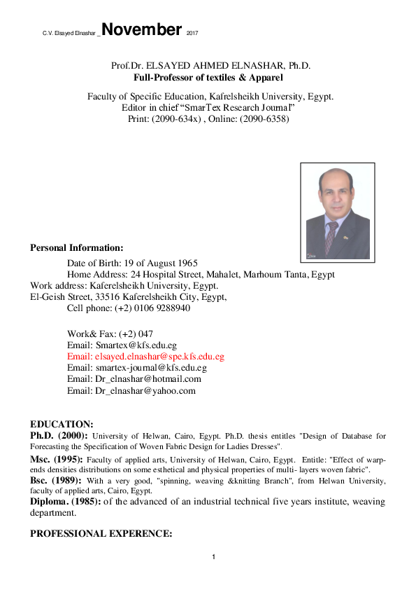(PDF) C.V. Elsayed Elnashar _ November 2017