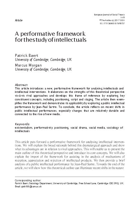 (PDF) A performative framework for the study of intellectuals