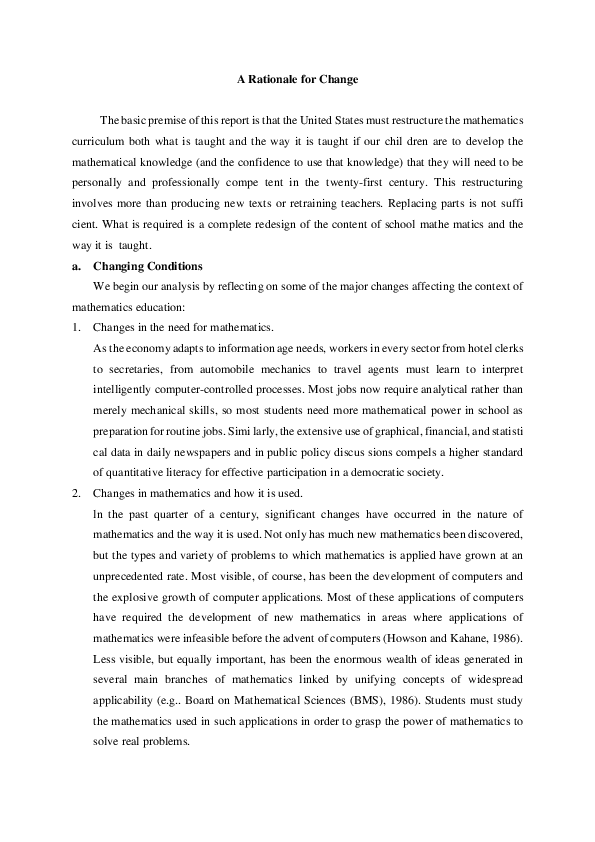 (DOC) A Rationale for Change