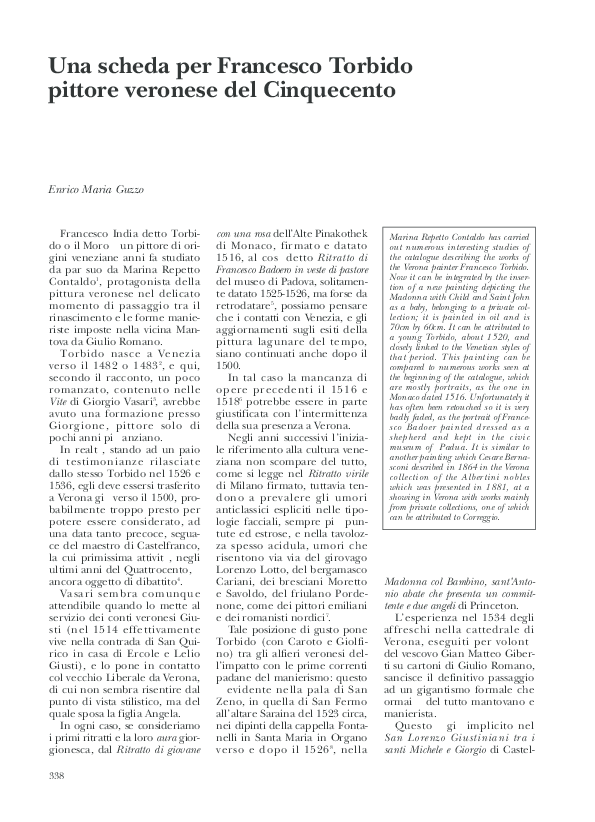 (PDF) E.M. Guzzo, Una scheda per Francesco Torbido ..., in “Arte ...