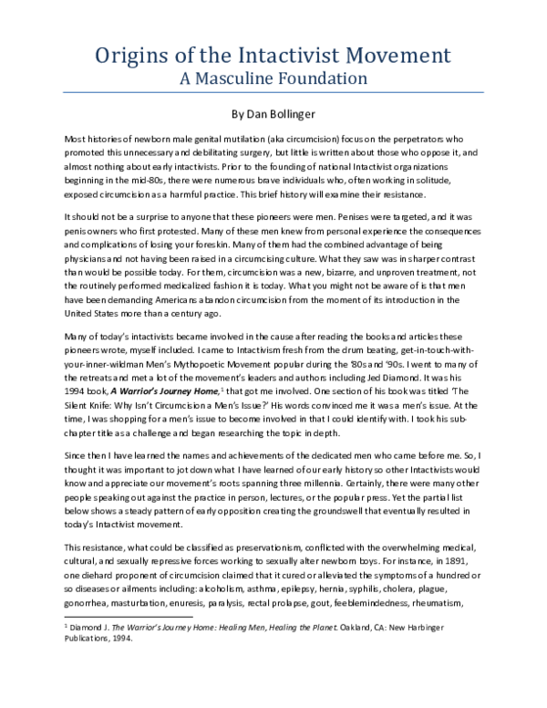 (PDF) Origins of the Intactivist Movement: A Masculine Foundation