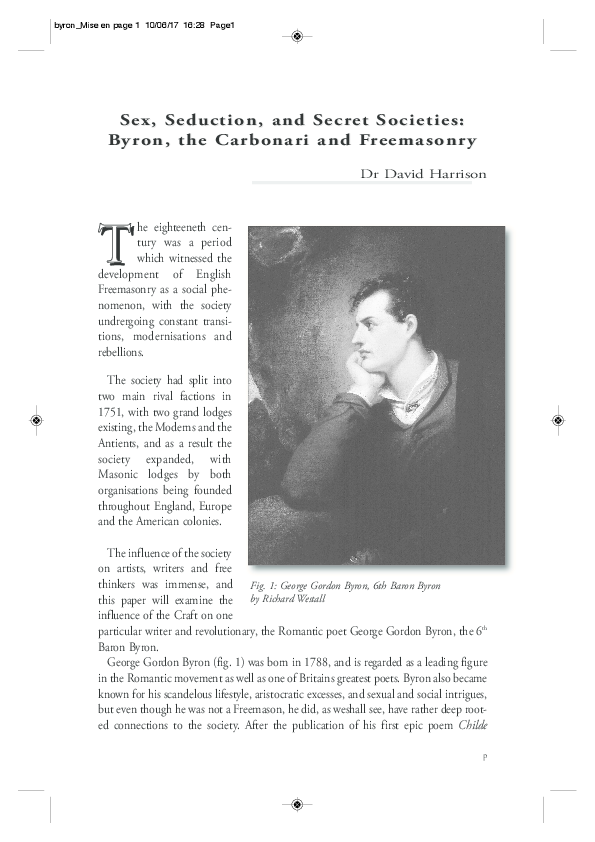 (PDF) 'Sex, Seduction, and Secret Societies: Byron, the Carbonari and ...