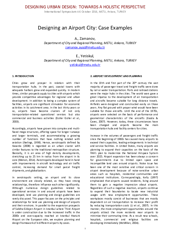 (PDF) Designing an Airport City: Case Examples