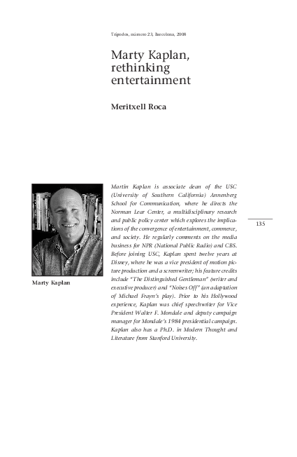 (PDF) Rethinking entertainment. Entrevista a Marty Kaplan