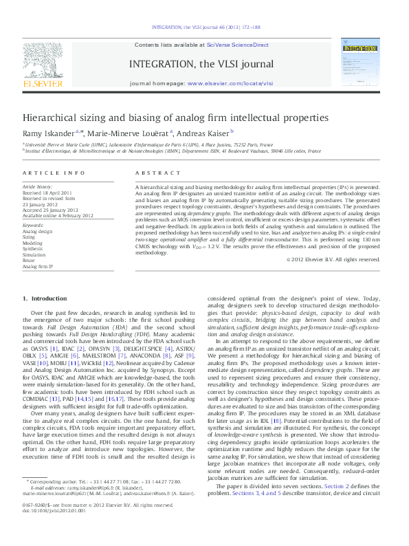 Pdf Hierarchical Sizing For Analog Ip Design
