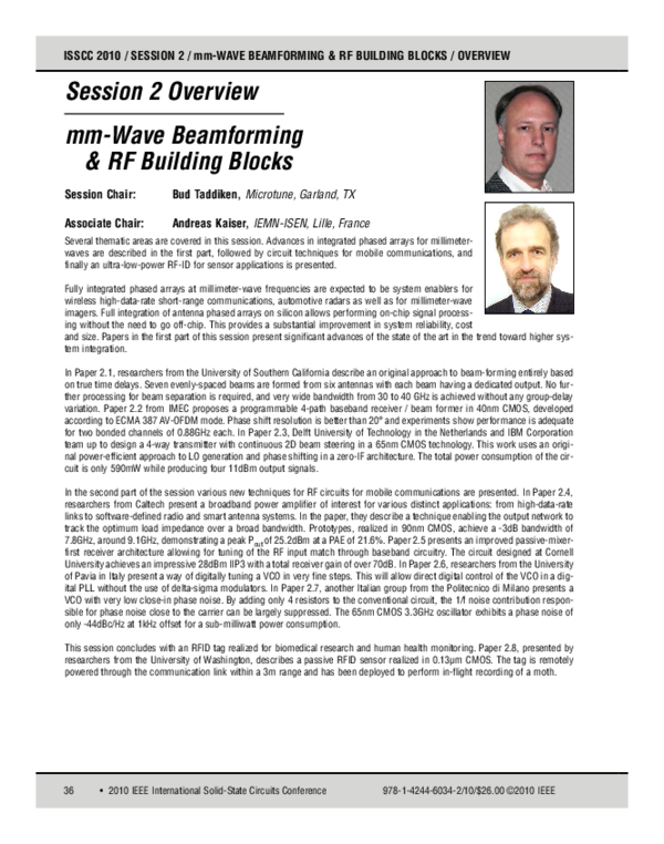 (PDF) Session 2 overview: mm-wave beamforming & RF building blocks