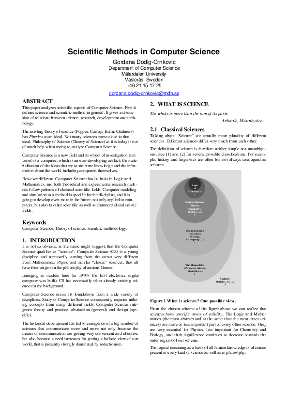 (PDF) Scientific methods in computer science