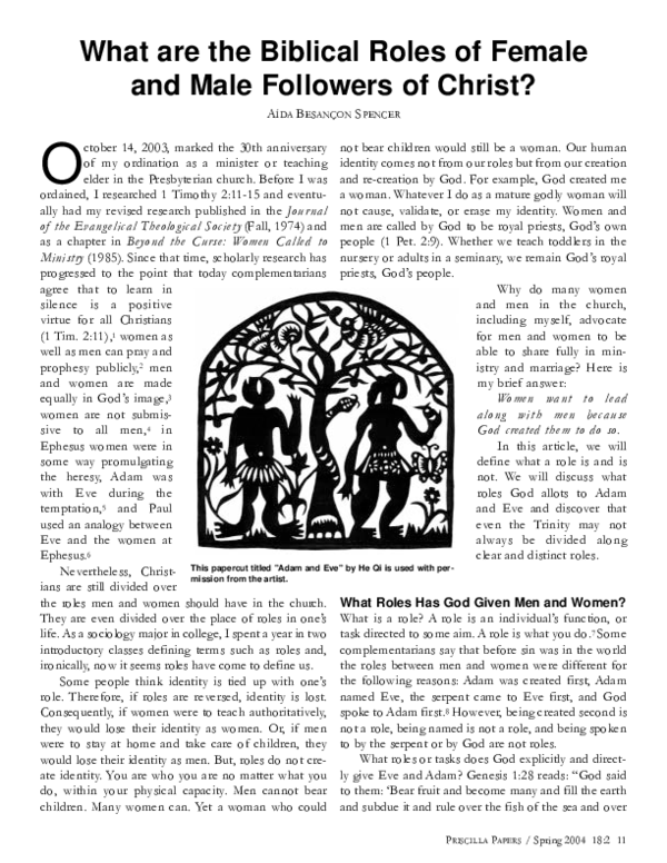 (PDF) What are the Biblical Roles of Female and Male Followers of Christ?