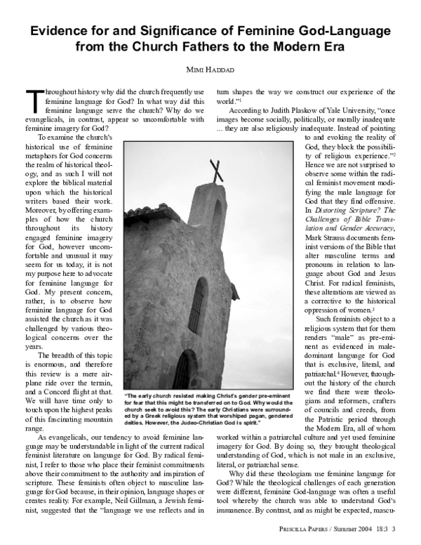 (PDF) Evidence for and Significance of Feminine God-Language from the ...