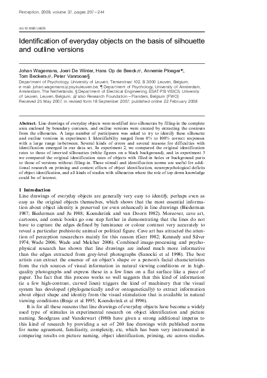 (PDF) Identification of everyday objects on the basis of contour fragments: Salient points are ...