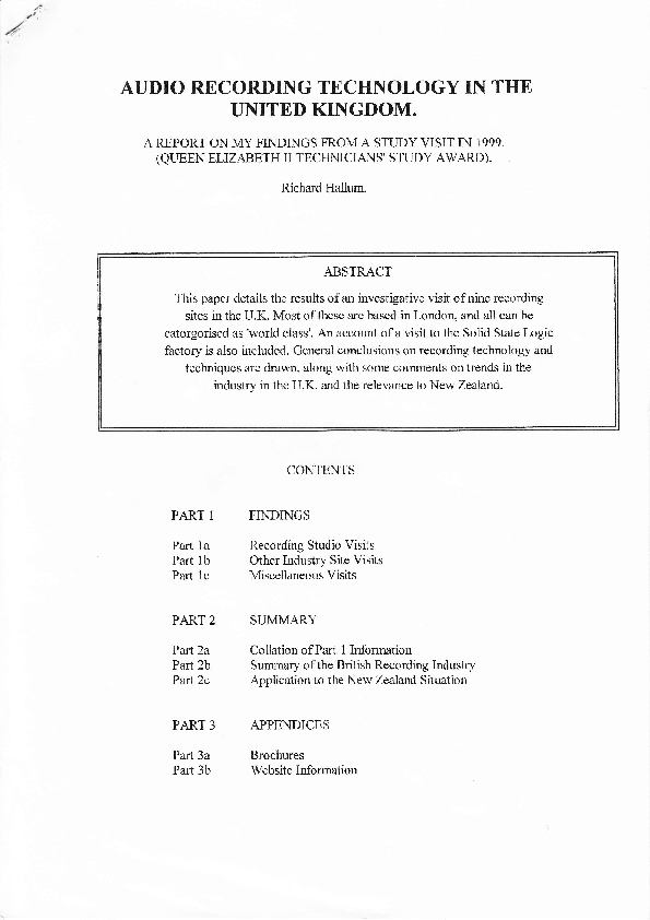 (PDF) Audio Recording Technology in the UK