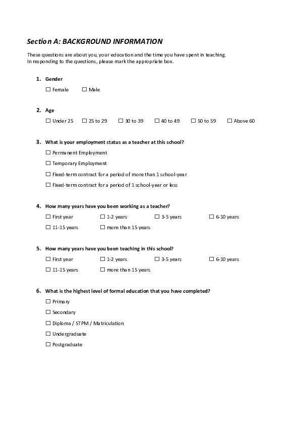 (DOC) Section A: BACKGROUND INFORMATION