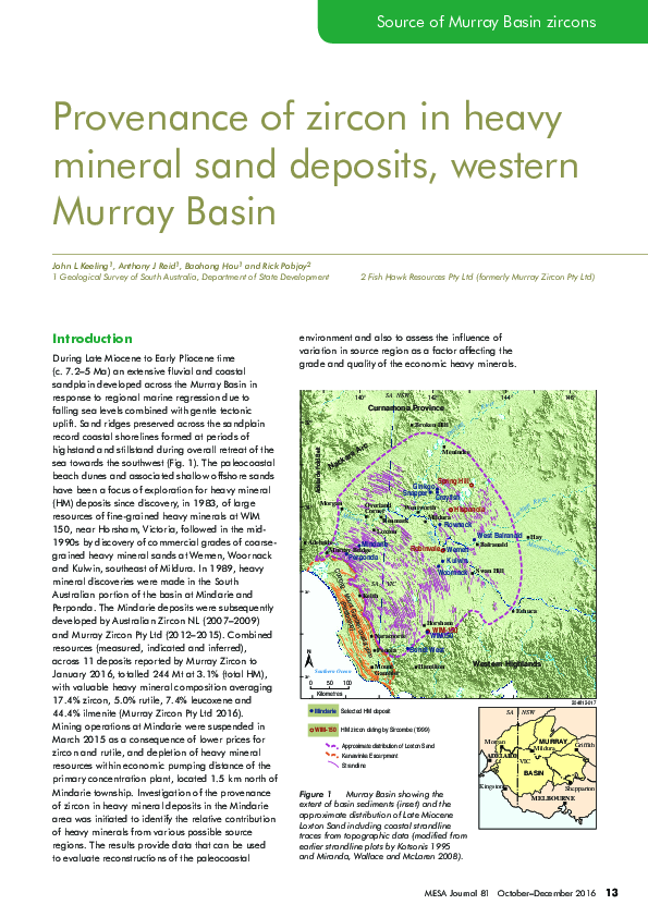 (PDF) Provenance of zircon in heavy mineral sand deposits, western ...