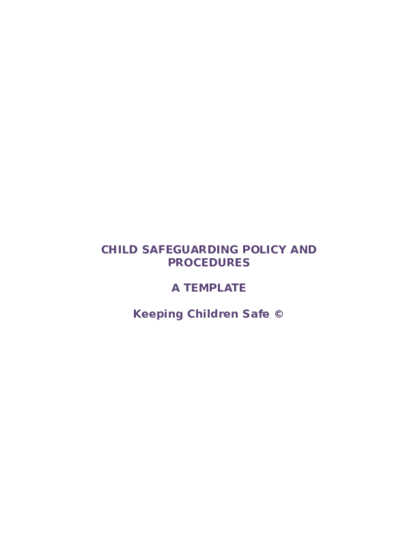 (DOC) CHILD SAFEGUARDING POLICY AND PROCEDURES A TEMPLATE Keeping ...