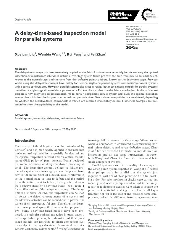 (PDF) A delay-time-based inspection model for parallel systems