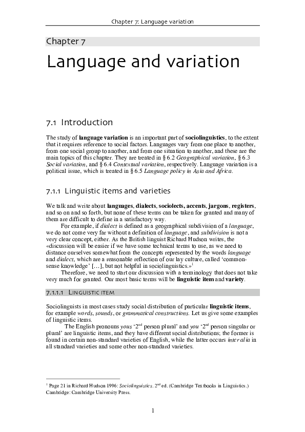 (PDF) Language and variation