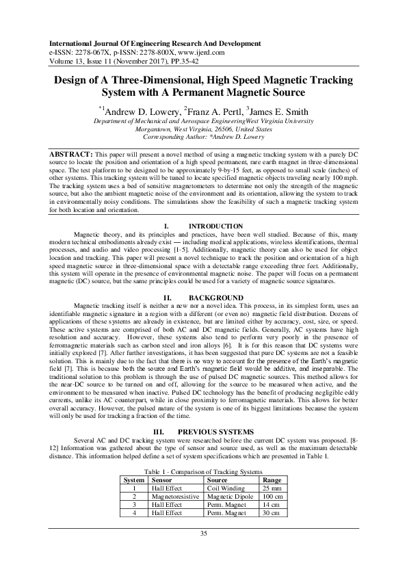 (PDF) Design of A Three-Dimensional, High Speed Magnetic Tracking ...