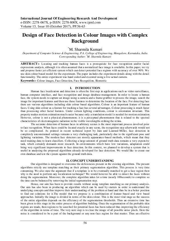 (PDF) Design of Face Detection in Colour Images with Complex Background ...