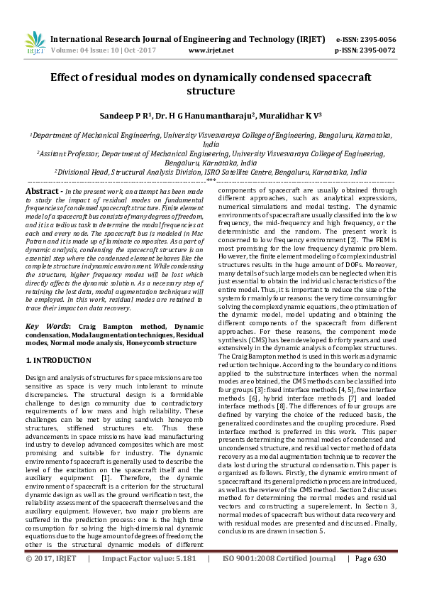 (PDF) Effect of residual modes on dynamically condensed spacecraft structure