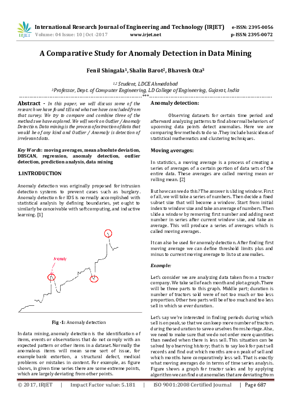 (PDF) A Comparative Study for Anomaly Detection in Data Mining