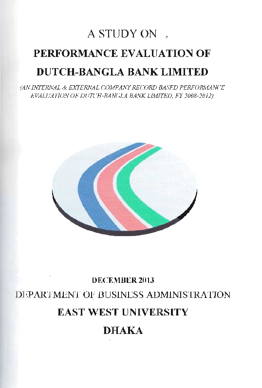 (PDF) A STUDY ON ~1 PERFORMANCE EVALUATION OF DUTCH-BANGLA BANK LIMITED ...