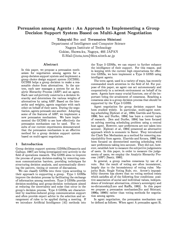 (PDF) Persuasion among Agents : An Approach to Implementing a Group ...
