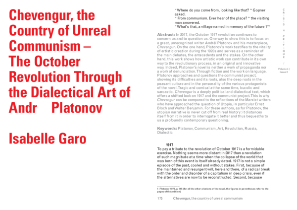 (PDF) Chevengur, the Country of Unreal Communism – The October ...