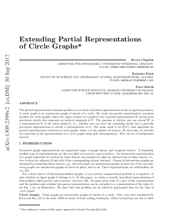 (PDF) Extending Partial Representations of Circle Graphs