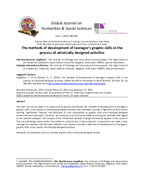 (PDF) The methods of development of teenager's graphic skills in the ...